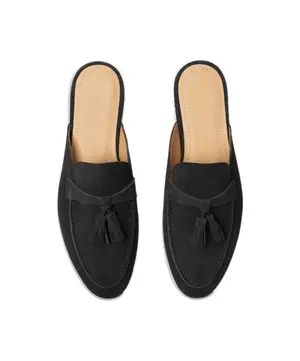 SCAROSSO Lucrezia Tassel Detailed Slip-on Mules - Black