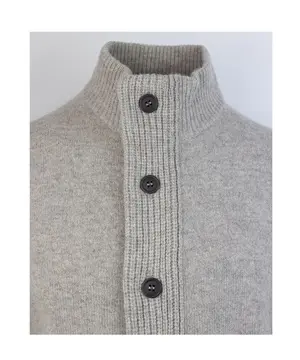 Barbour High-neck Wool Cardigan With Patchwork Detail