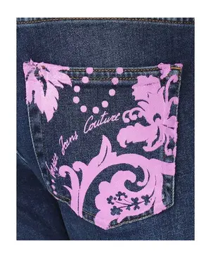 Versace Embroidered Floral Jeans