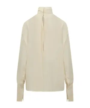 TOM FORD Long Sleeve Satin Blouse - Nude