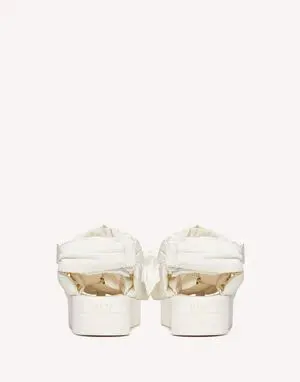Red Valentino Flatform Open Toe Sandals With Bow Detailing - White