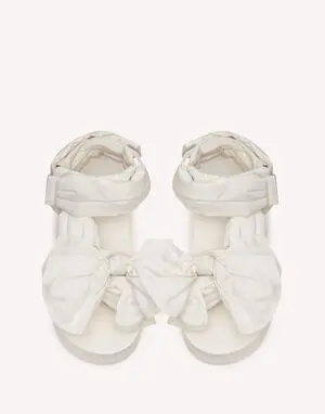 Red Valentino Flatform Open Toe Sandals With Bow Detailing - White