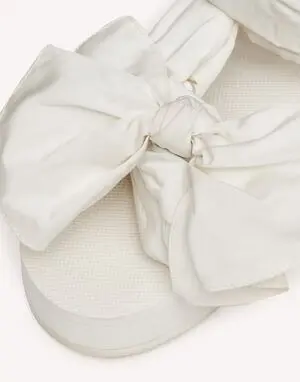 Red Valentino Flatform Open Toe Sandals With Bow Detailing - White