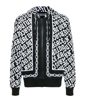 Versace Zip-up Hoodie With Monogram Print