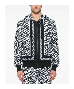 Versace Zip-up Hoodie With Monogram Print