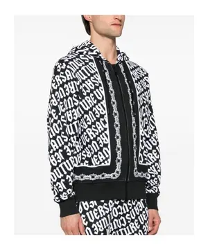 Versace Zip-up Hoodie With Monogram Print