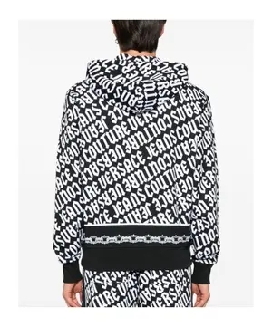 Versace Zip-up Hoodie With Monogram Print