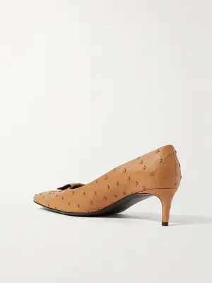 Khaite Celia Square Toe Buckled High Heels - Camel