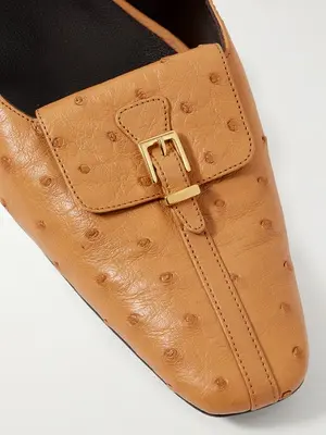 Khaite Celia Square Toe Buckled High Heels - Camel