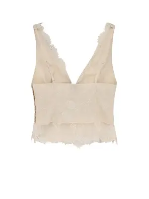 Pinko Janessa Lace V-neck Top - Nude