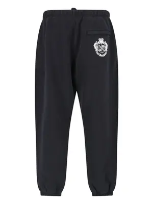 Dolce & Gabbana Dolce Gabbana Heraldic Printed Elastic Waist Track Pants - Black