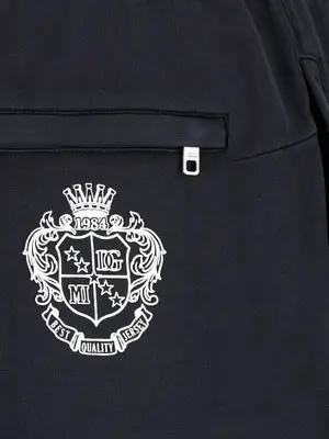 Dolce & Gabbana Dolce Gabbana Heraldic Printed Elastic Waist Track Pants - Black