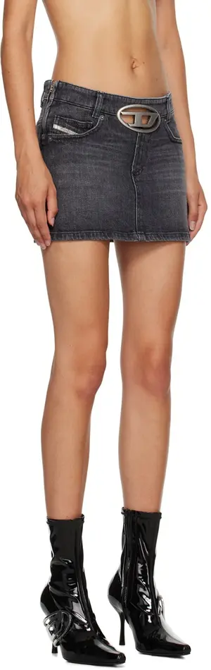 DIESEL® Logo Detailed Cut-out Denim Skirt