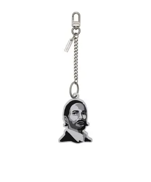 Marc Jacobs Charm Keychain With Engraved Logo - Gray