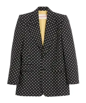Valentino Garavani Full Body Plusdepois Print Single Breasted Peak Lapel Jacket - Black/birch