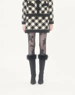 Valentino Garavani Damier Tweed Mini Skirt With Crepe Couture Trim