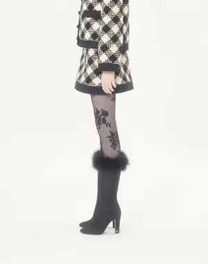 Valentino Garavani Damier Tweed Mini Skirt With Crepe Couture Trim