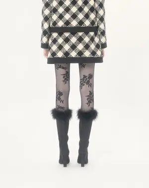 Valentino Garavani Damier Tweed Mini Skirt With Crepe Couture Trim