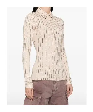 Attico Embellished Long-sleeve Polo Shirt