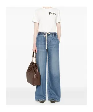 7 For All Mankind Wide Leg Jeans With Elasticated Drawstring Waist