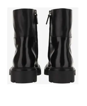 TOD'S Round Toe Zip Up Ankle Boots With Logo Clasp