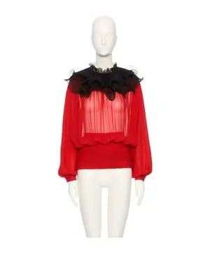Valentino Garavani Light Georgette Top With Draped Shoulders