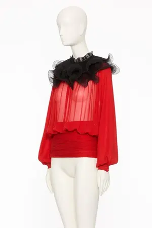 Valentino Garavani Light Georgette Top With Draped Shoulders