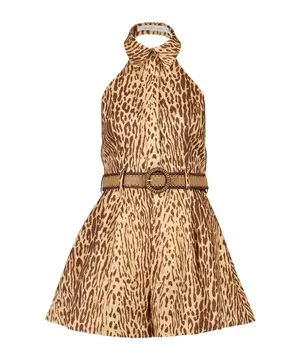 Zimmermann Cascadian Halterneck Sleeveless Playsuit - Tan