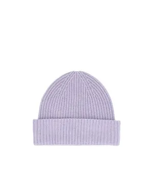 Loro Piana Ribbed Turn-up Beanie Hat - Purple