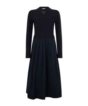 Peserico Pleated Long Sleeve Dress