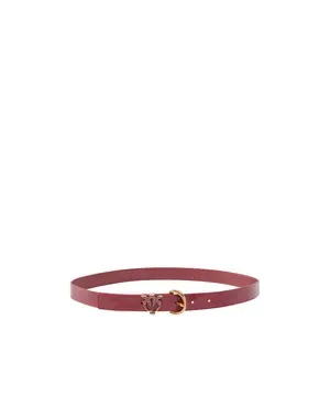 Pinko Love Birds Buckled Leather Belt - Red