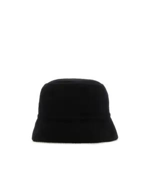 Prada Cashmere Bucket Hat With Logo Patch - Midnight Blue