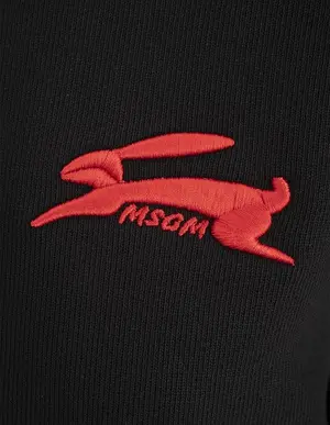 MSGM Cropped Sweatshirt With Rabbit Embroidery - Black