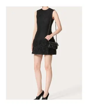 Valentino Garavani Sleeveless Dress With Ruffle Embellishments - Black