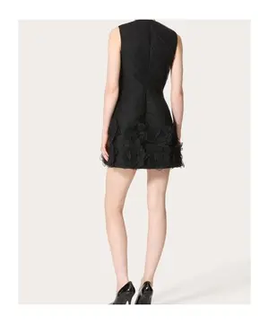 Valentino Garavani Sleeveless Dress With Ruffle Embellishments - Black