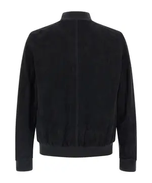 MOORER Carlos Suede Bomber Jacket - Black