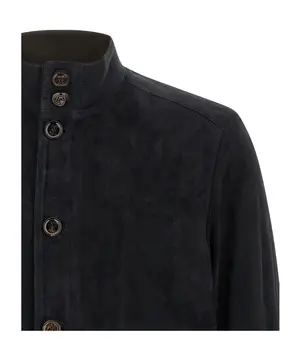 MOORER Carlos Suede Bomber Jacket - Black