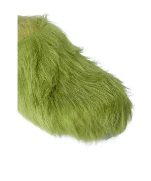 Marni Fussbett Round Toe Slip-on Mules In Brushed Leather Fur - Green