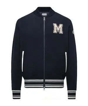 Moncler Logo Patch Bomber Jacket - Blue