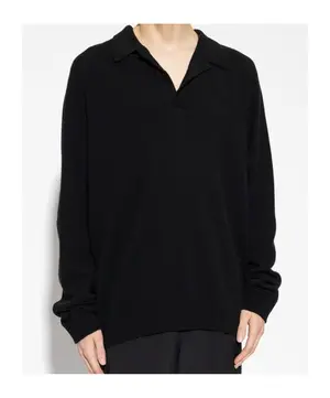 Balmain Collared Knit Long-sleeve Sweater - Black