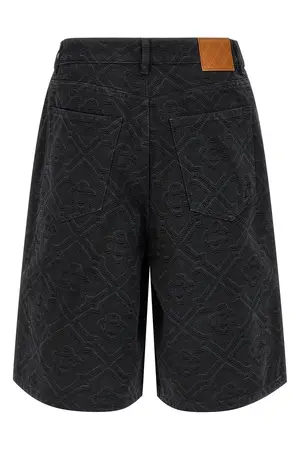 Casablanca Laser Monogram Denim Bermuda Shorts - Black