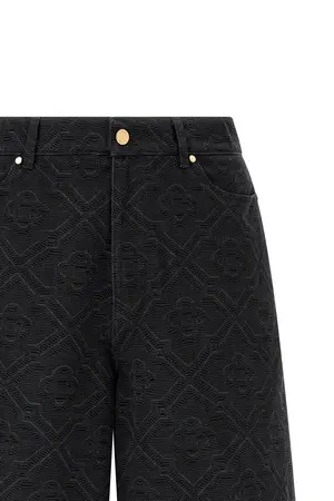Casablanca Laser Monogram Denim Bermuda Shorts - Black