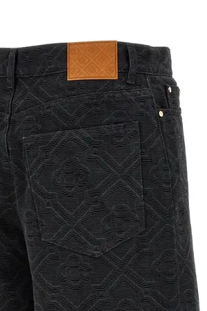 Casablanca Laser Monogram Denim Bermuda Shorts - Black