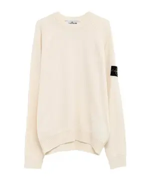 Stone Island Logo Patch Crewneck Jumper - Ivory