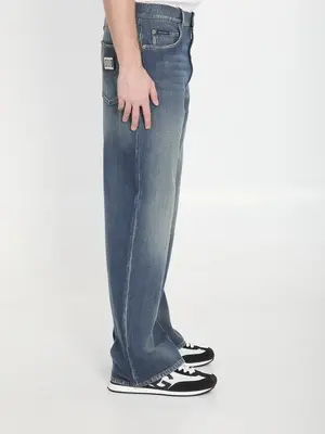 Dolce & Gabbana Logo Plaque Wide Leg Jeans