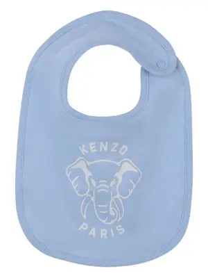 Kenzo Elephant Print Bodysuit, Hood, And Bib Set - Light Blue