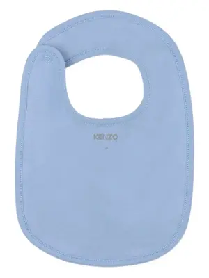 Kenzo Elephant Print Bodysuit, Hood, And Bib Set - Light Blue