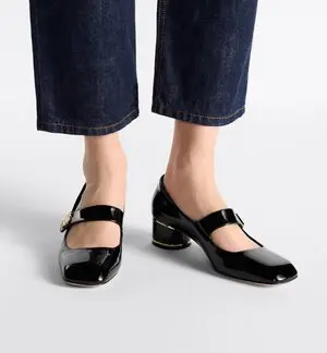 Dior Patent Leather Mary Jane Pumps With Logo Detail