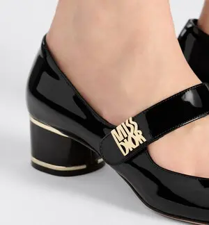 Dior Patent Leather Mary Jane Pumps With Logo Detail