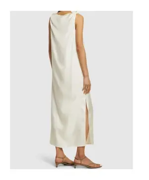 Loulou De Saison Sleeveless Draped Silk Midi Dress - White